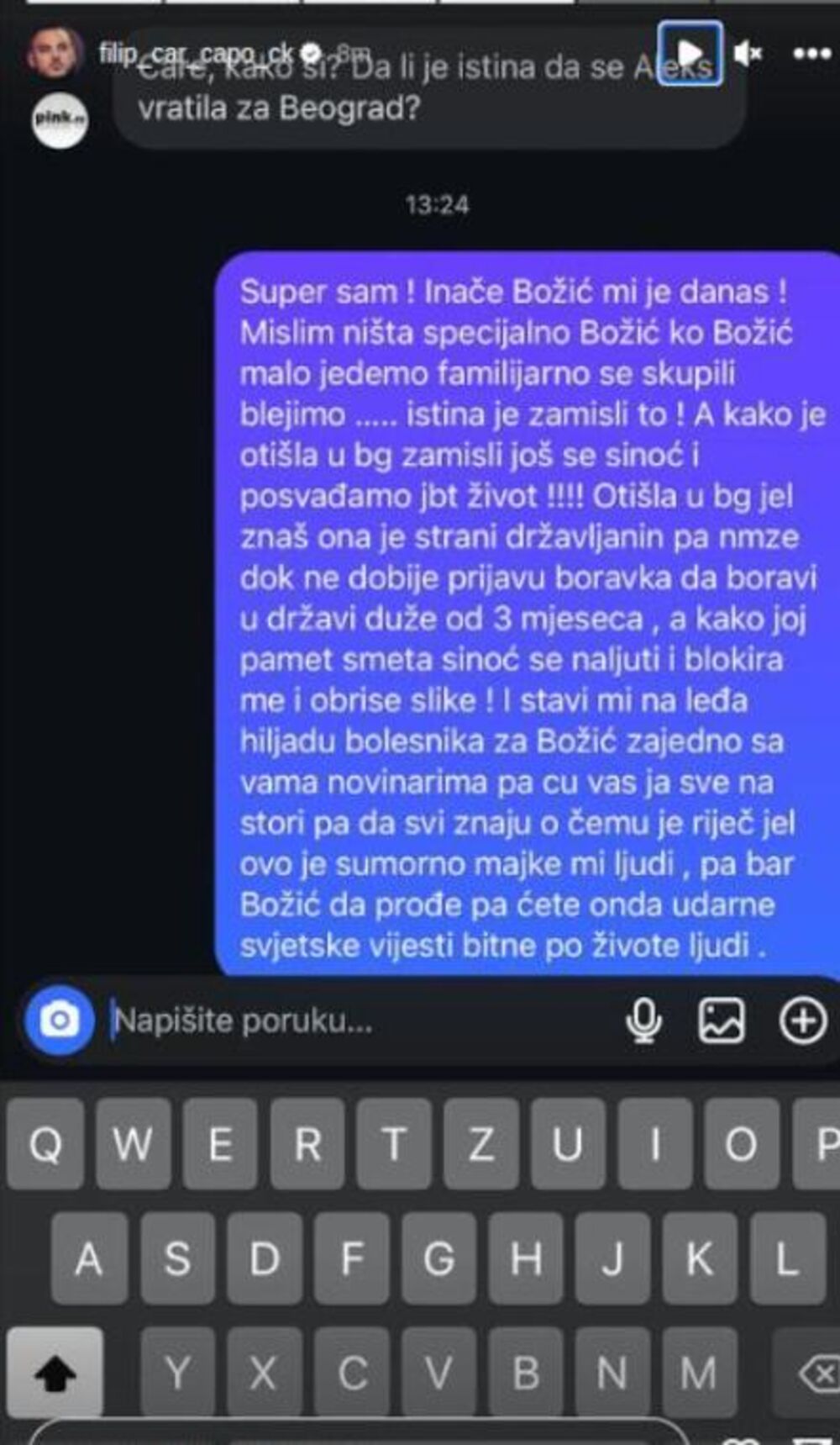 Filip Car o raskidu sa Aleks Nikolić