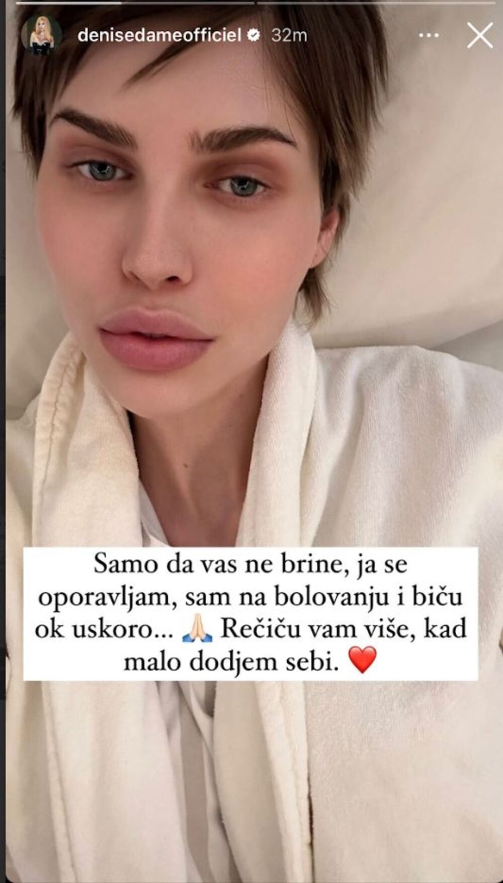 Deniz Dejm se oglasila iz bolnice