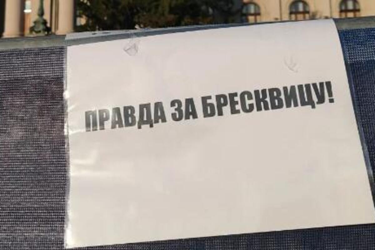 Transparent za Breskvicu ispred Skupštine