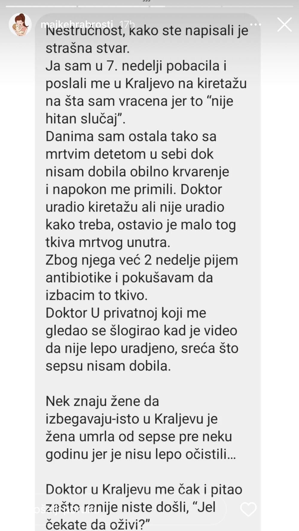 Potresna ispovest žene iz Kraljeva koja je izgubila bebu